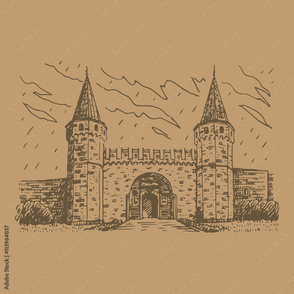 Entrance of the Topkapi palace, Istanbul, Turkey. The large Gate of ...