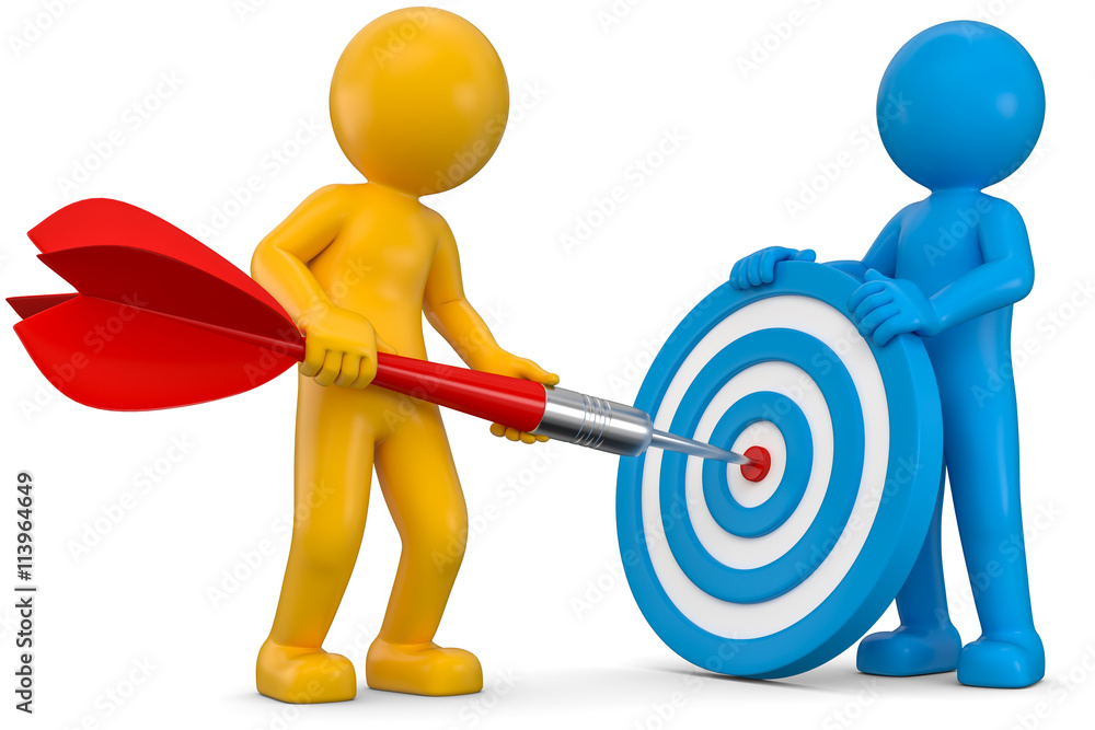 zwei bunte 3d Männchen mit Zielscheibe Stock-Illustration | Adobe Stock