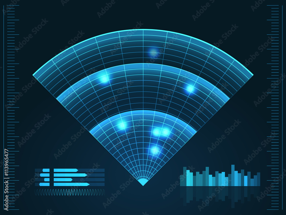 Blue radar screen. Vector illustration for your design. Technology ...