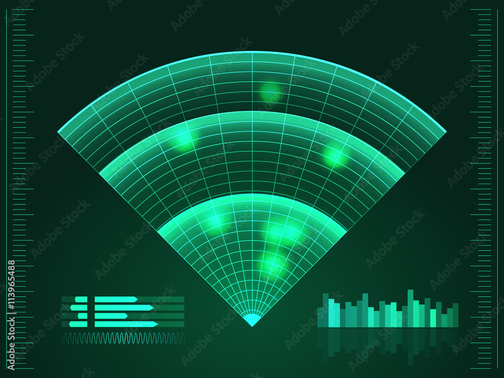 Green radar screen. Vector illustration for your design. Technology ...