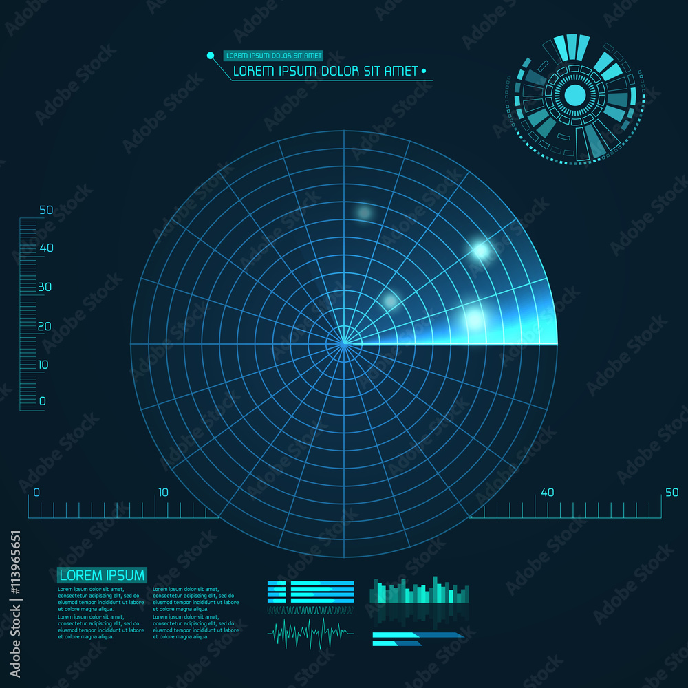 Blue radar screen. Vector illustration for your design. Technology ...