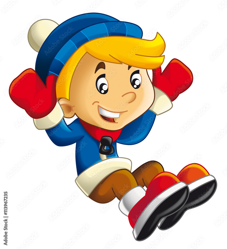 Cartoon child sitting or jumping - moving - activity - isolated ...