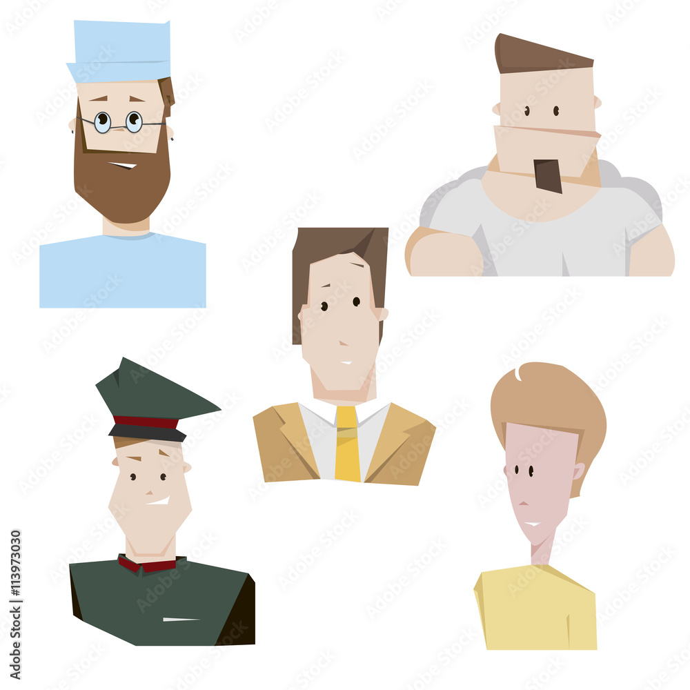 Cartoon characters people set vector illustration. Proffessional Stock ...