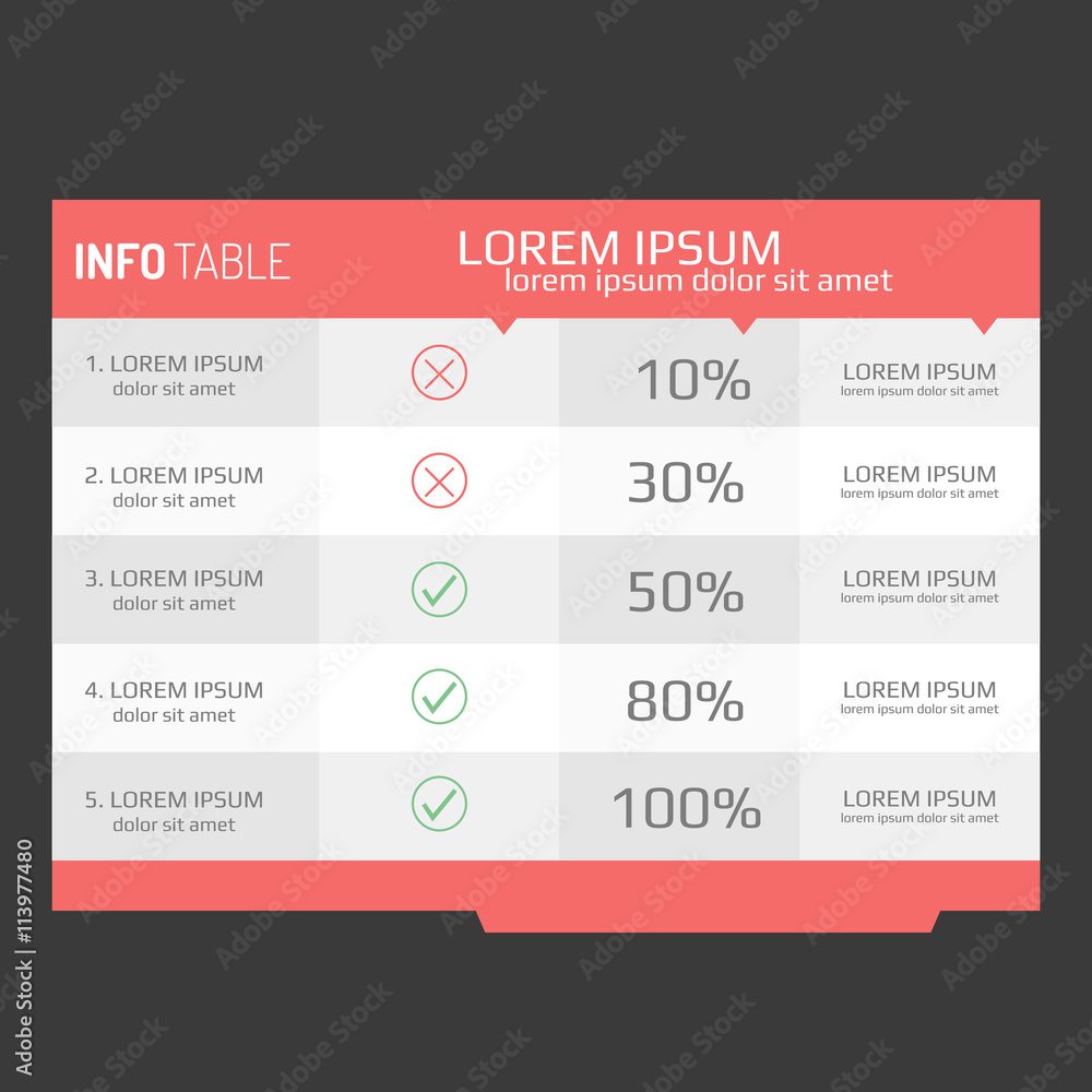 Infographics template, options, steps, rows, column, graph ...
