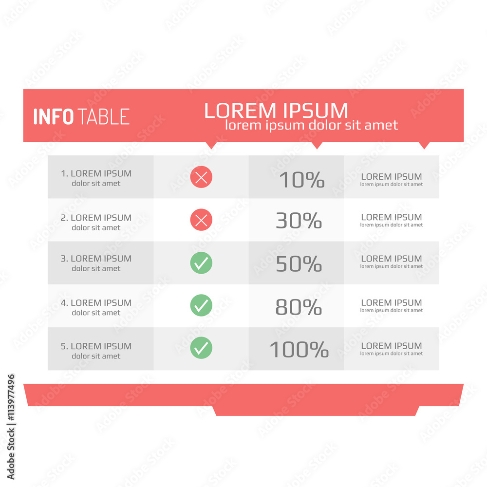Infographics template, options, steps, rows, column, graph ...
