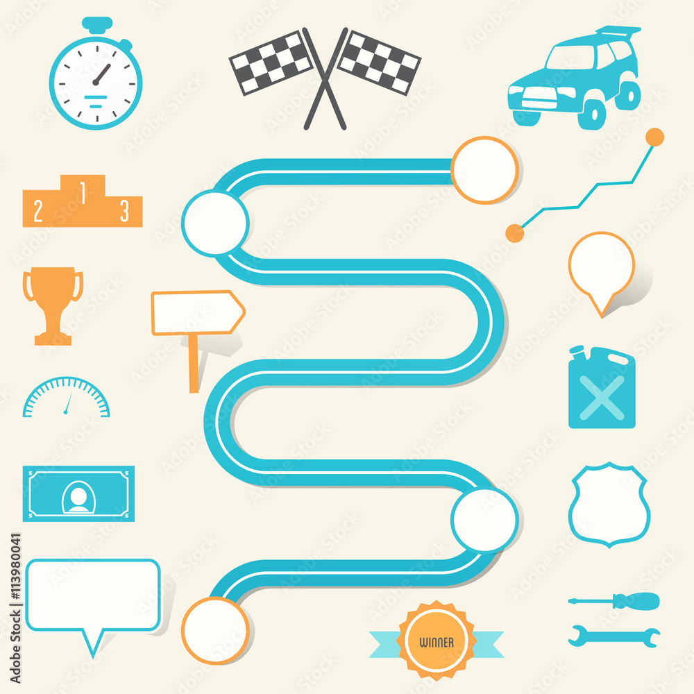 Race Road Map. Planning and Steps Infographic Template Stock Vector ...