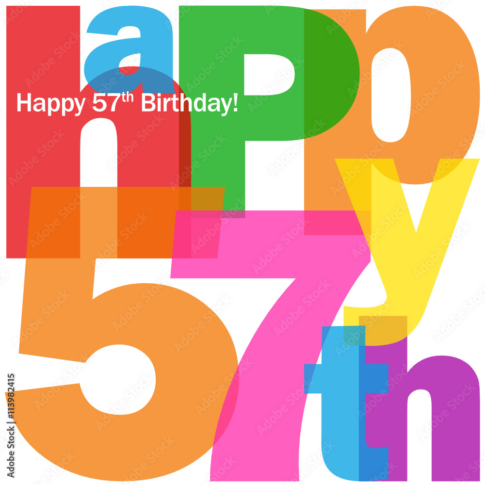 HAPPY 57th BIRTHDAY Vector Card Stock Vector | Adobe Stock