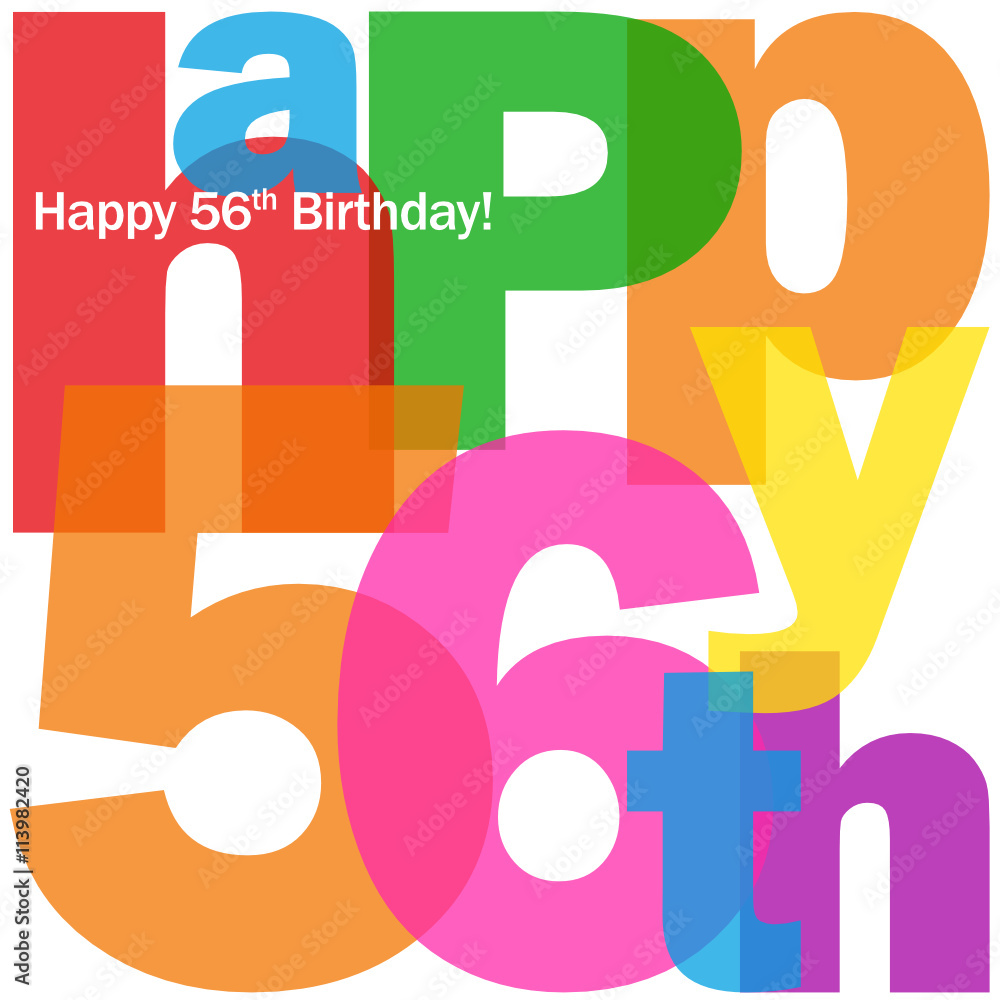 HAPPY 56th BIRTHDAY Vector Card Stock Vector | Adobe Stock