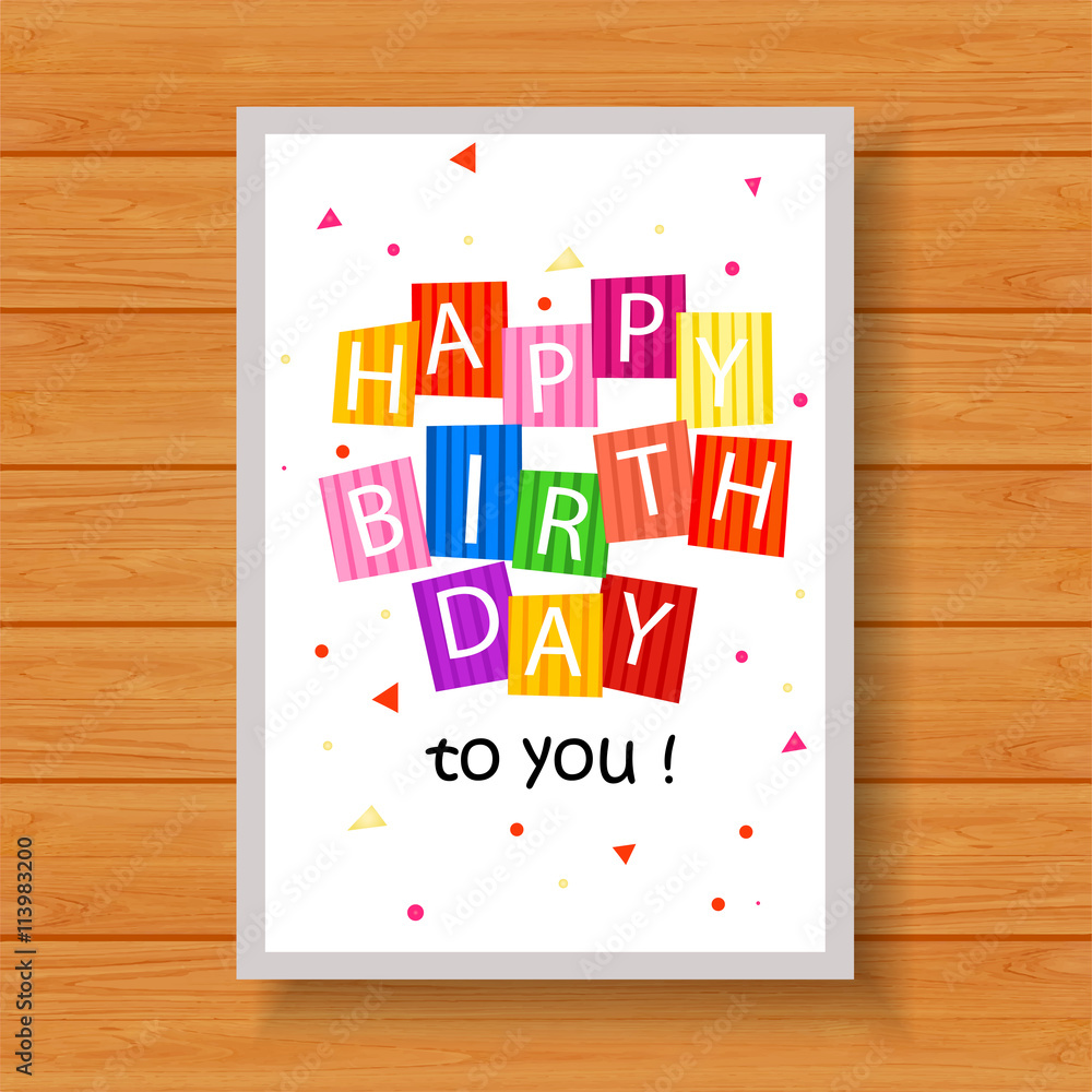 Birthday card on wood background Stock Vector | Adobe Stock