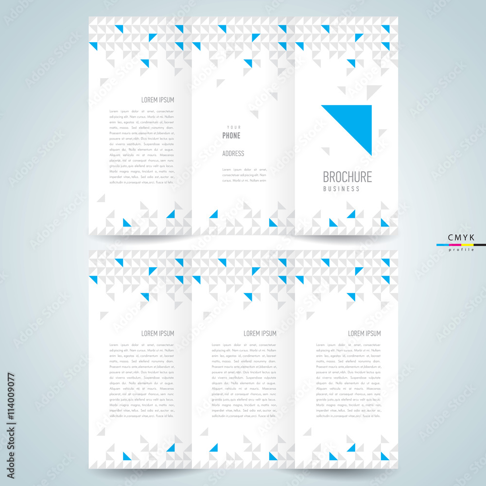brochure design template vector tri-fold abstract triangles Stock ...