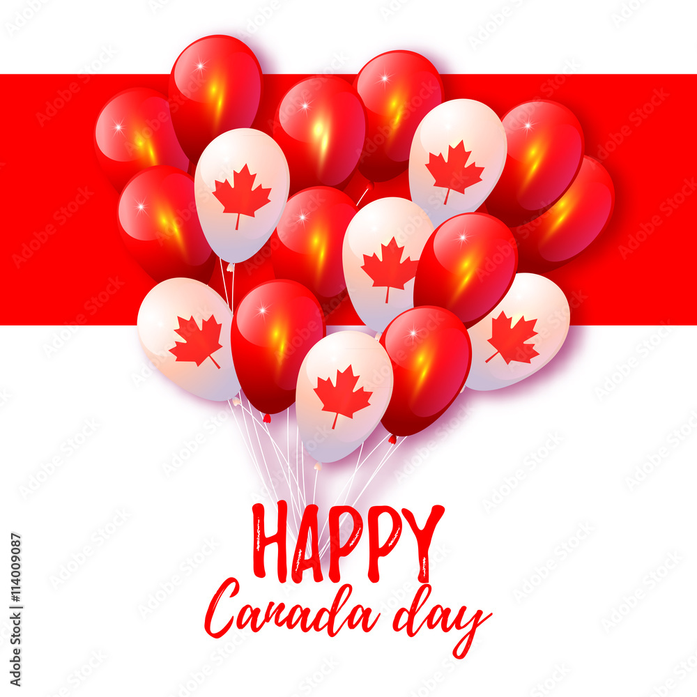 Canada Day. Background with balloons in national colors of the C Stock ...