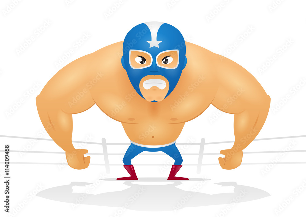 Angry masked wrestler cartoon illustration Stock Vector | Adobe Stock