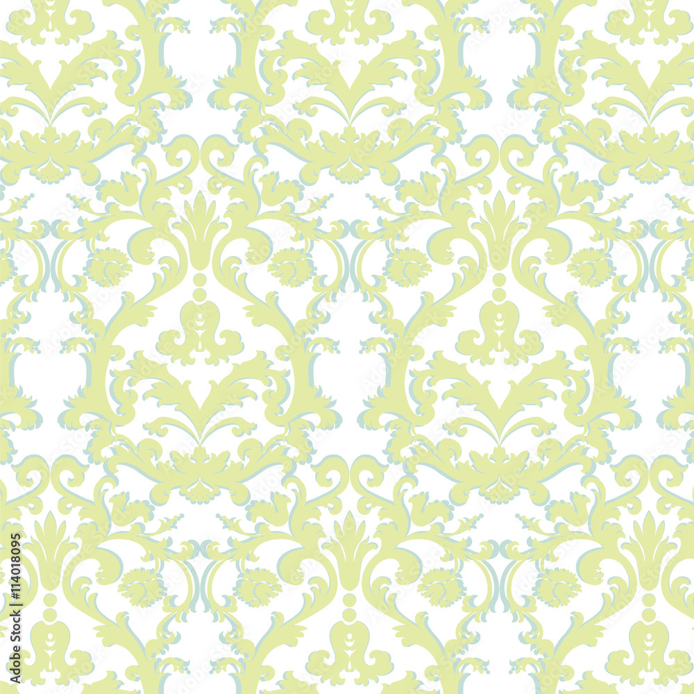Lime Green Damask