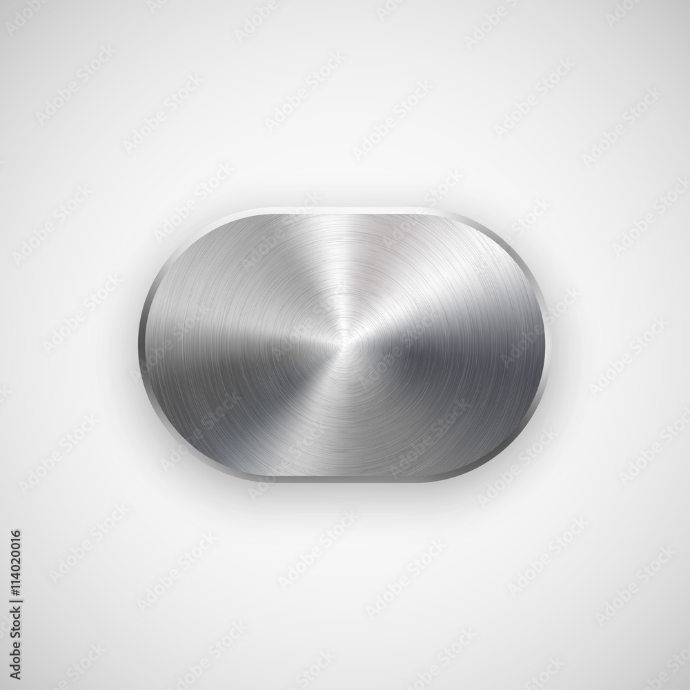 Abstract technology geometric badge, blank button template with metal ...