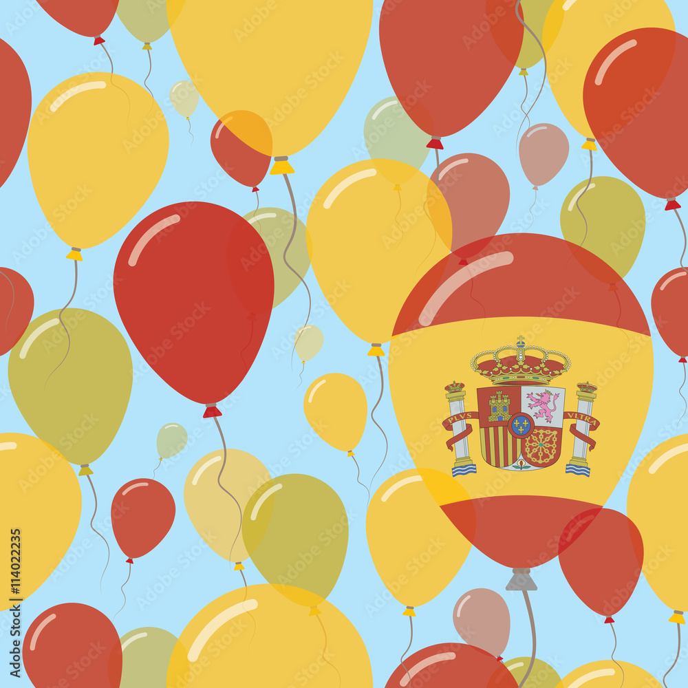 Spain National Day Flat Seamless Pattern. Flying Celebration Balloons ...