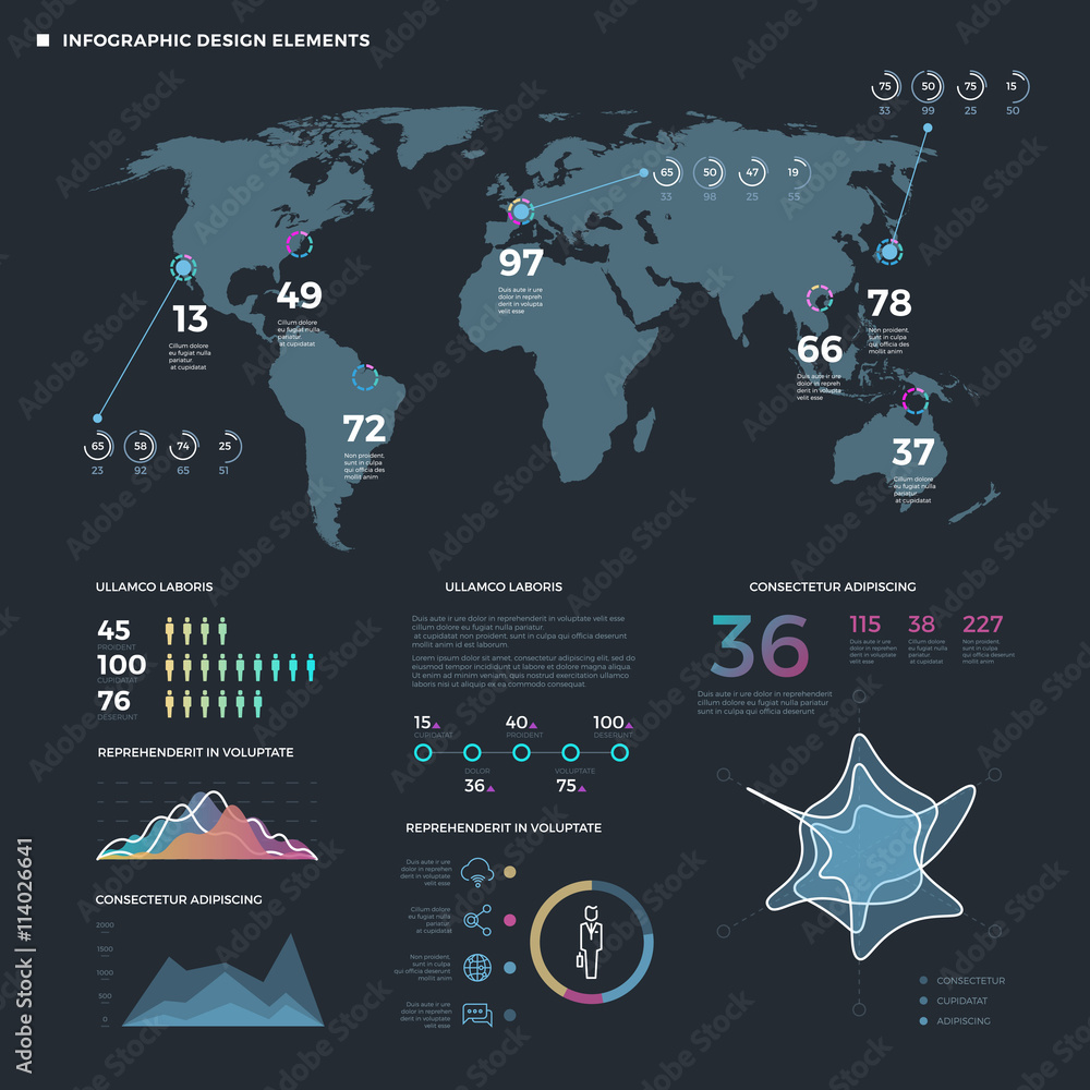 Infographic thin line elements. Vector business infographics template ...
