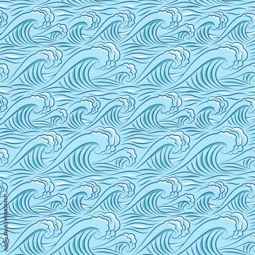 Ocean waves oriental seamless pattern. Japanese seamless background ... Ocean waves oriental seamless pattern. Japanese seamless background ...