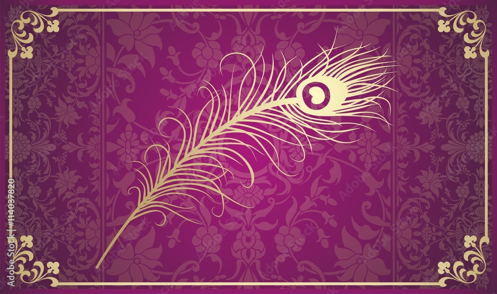 peacock feather, wedding card design, royal India Stock Vector | Adobe ...