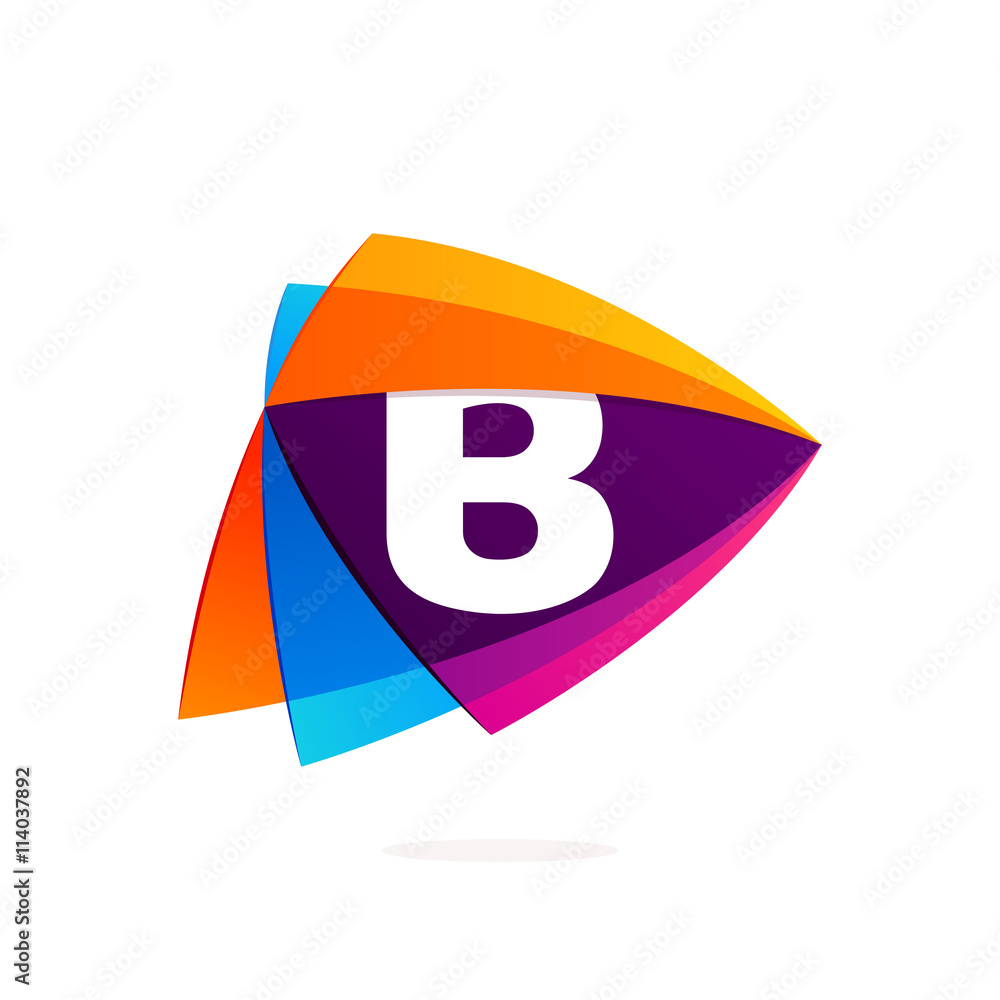 Letter B logo in Play button icon. Triangle intersection icon. Stock ...