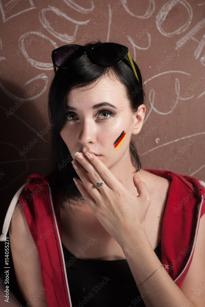 cute girl is a fan of the German national team, Stock-Foto | Adobe Stock