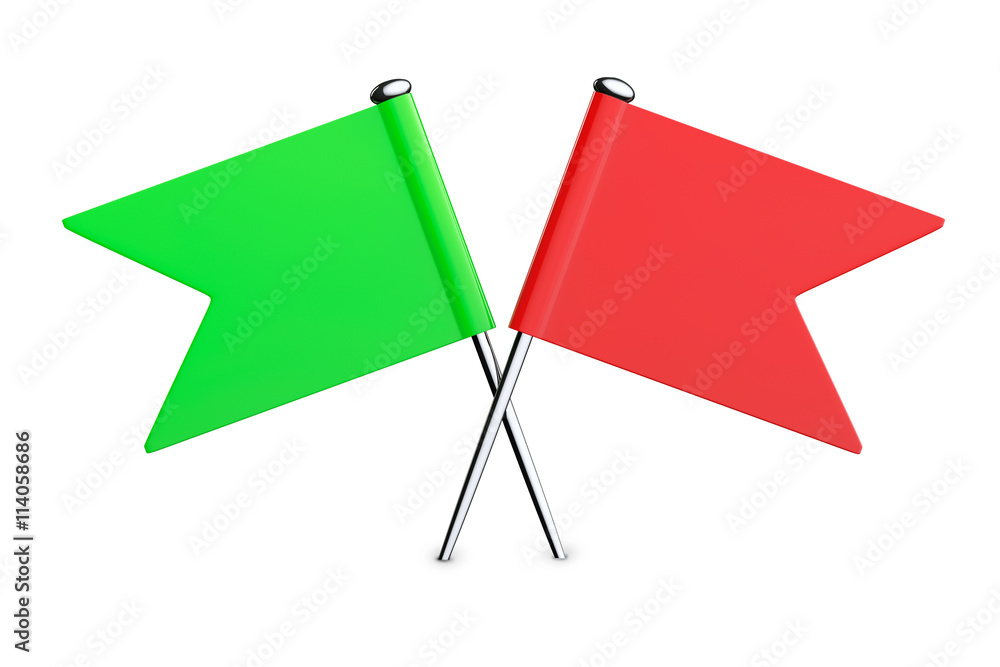 Red and Green Flag Pins. 3d Rendering Stock Illustration | Adobe Stock