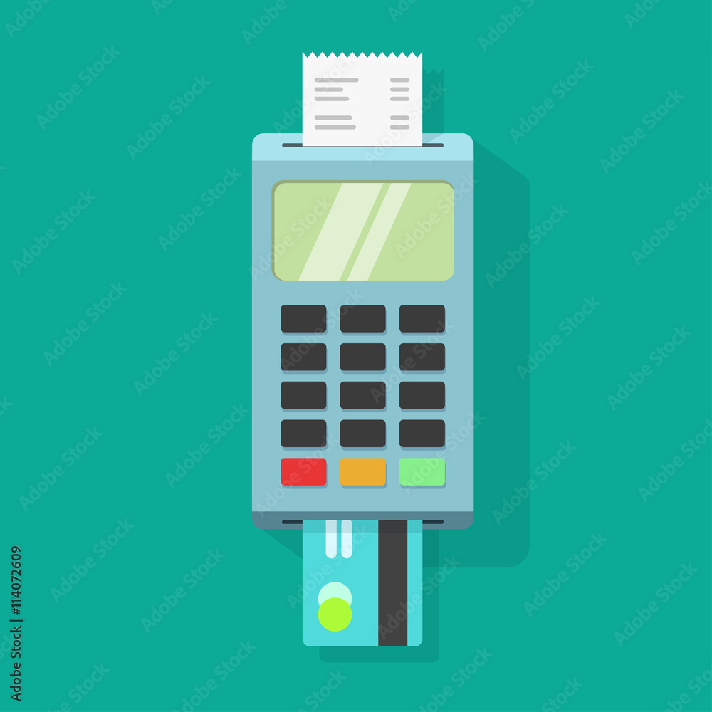 Pos terminal illustration, pos machine payment transaction concept with ...