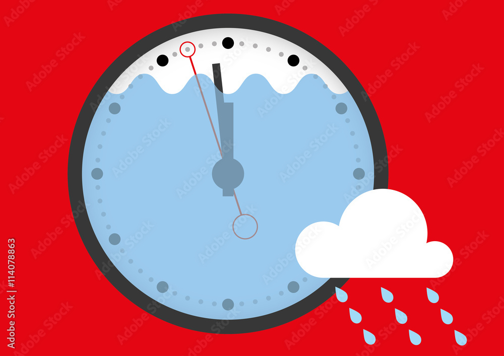 Climate change in time clock filled with water Stock Vector | Adobe Stock