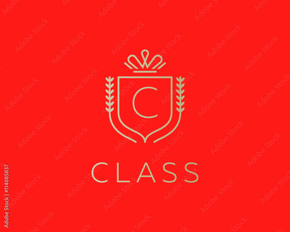 Elegant monogram letter C logotype. Premium crest logo design. Shield ...