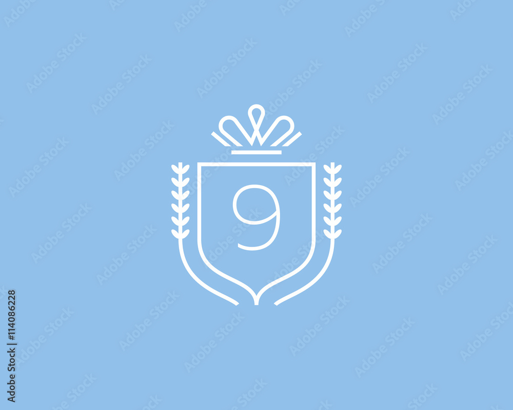 Elegant number 9 logotype. Premium numeral crest logo design. Luxury ...
