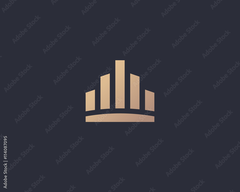 Abstract city town logo icon vector design. Crown symbol. Elegant house ...