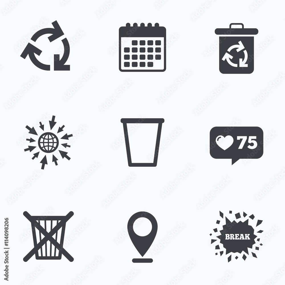 Recycle bin icons. Reuse or reduce symbol. Stock Vector | Adobe Stock
