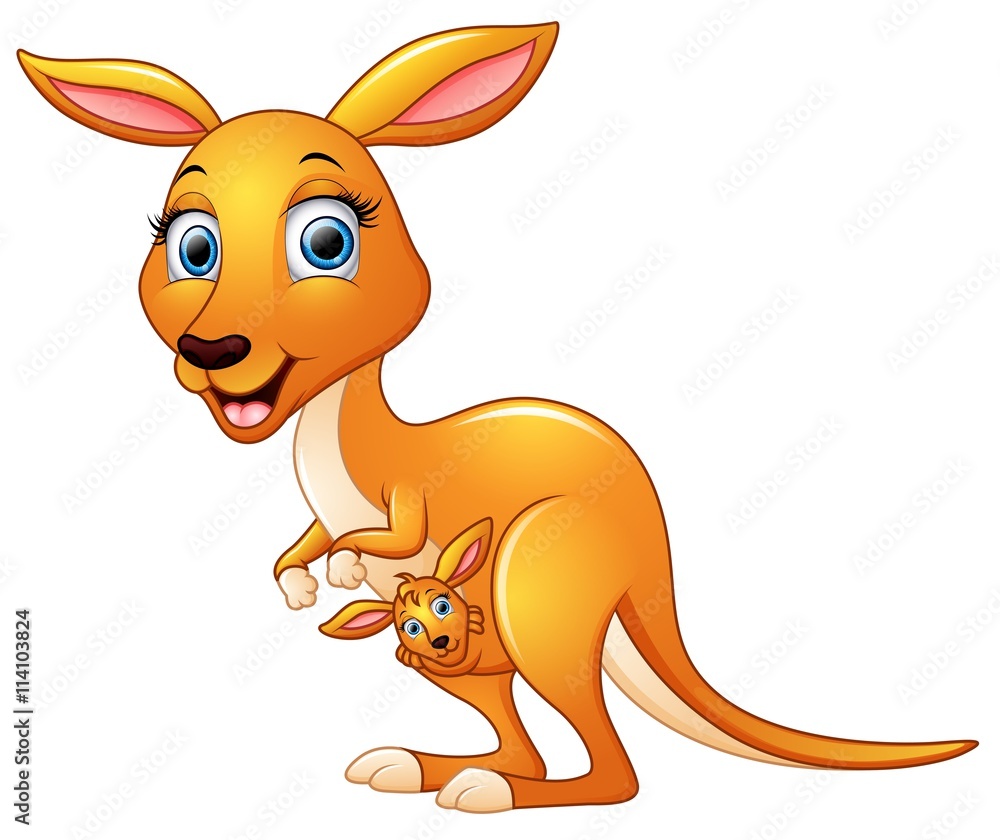 Cartoon mother kangaroo and her baby Stock Vector | Adobe Stock