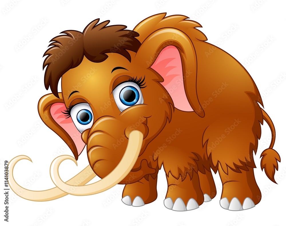 Cartoon mammoth isolated on white background Stock Vector | Adobe Stock