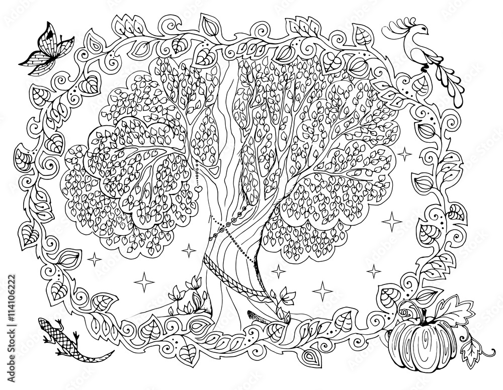 Vecteur Stock magic tree outline | Adobe Stock