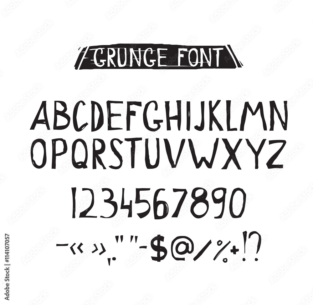 Grunge tough simple font. Universal alphabet Stock Vector | Adobe Stock