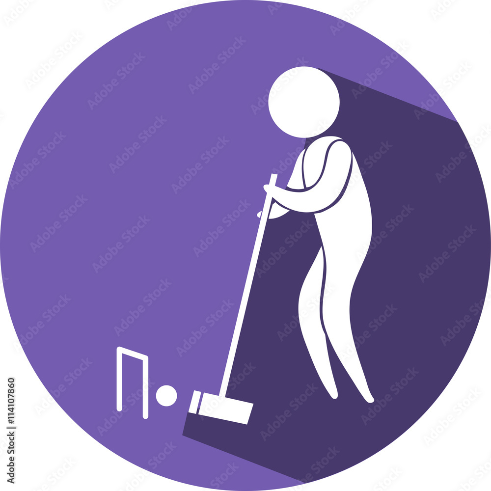 Croquet icon on blue badge Stock Vector | Adobe Stock