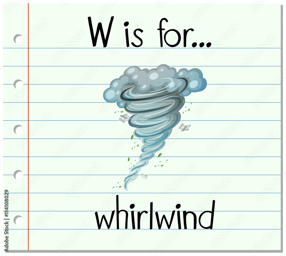 Flashcard letter W is for whirlwind Stock Vector | Adobe Stock