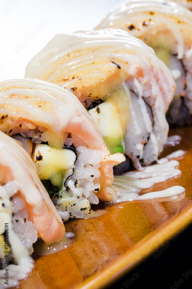 Cheese samon roll, a japanese fushion food Stock Photo | Adobe Stock