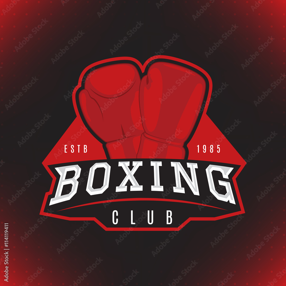 Vector label of boxing. Logo of boxing club isolated on the black ...