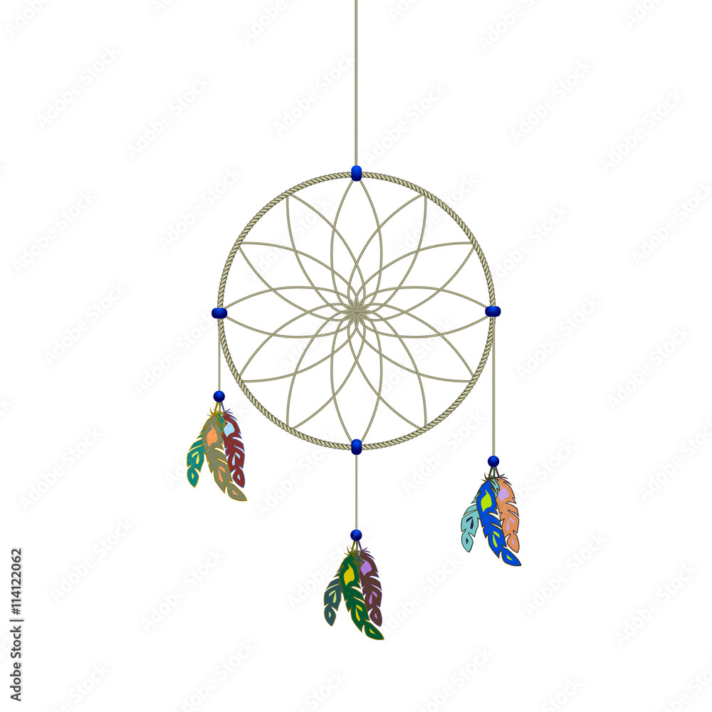 Vector isolated on white dream catcher. Traditional symbol of native ...
