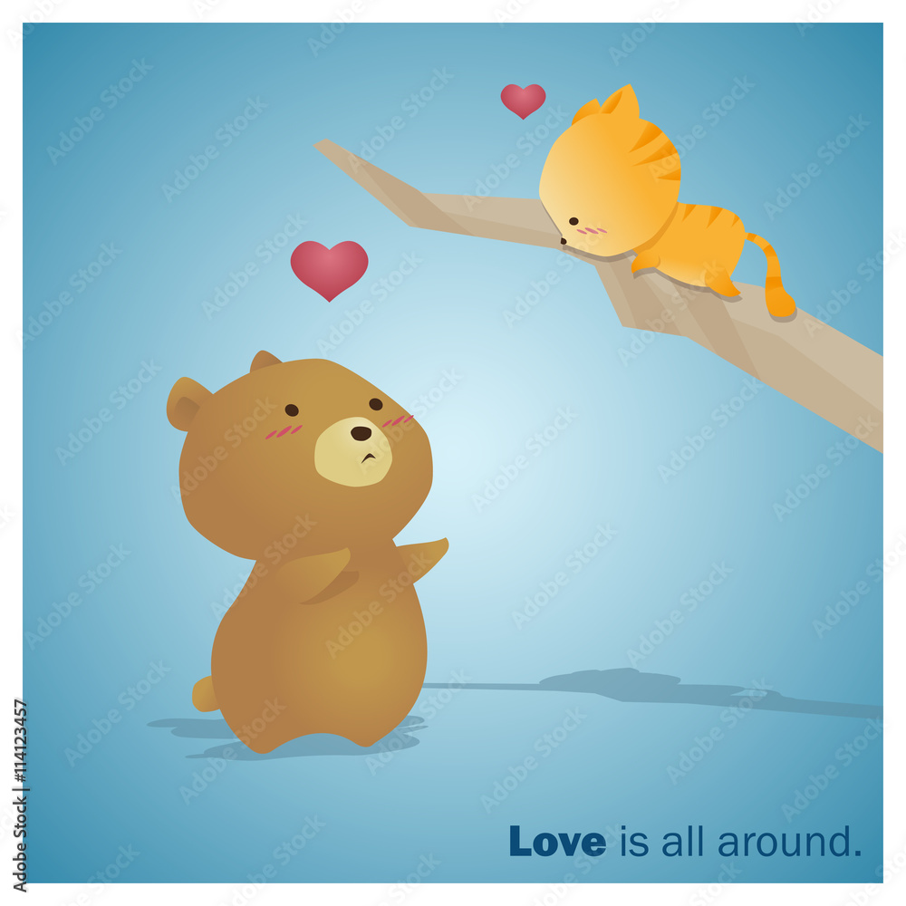 Cute Animals Collection Love is all around 3 ,vector,illustration Stock ...