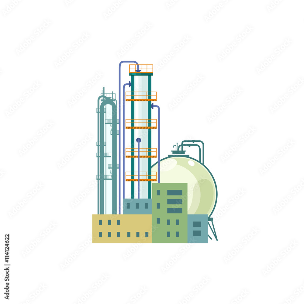 Industrial Chemical Plant Isolated on White Background, Refinery ...