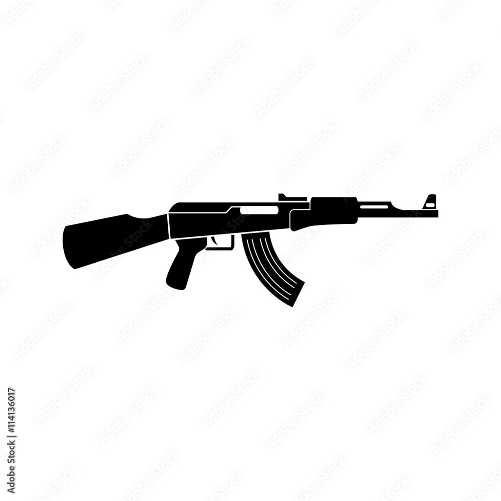 Ak47 Black Simple Icon Kalashnikov Machine Gun Silhouette Stock