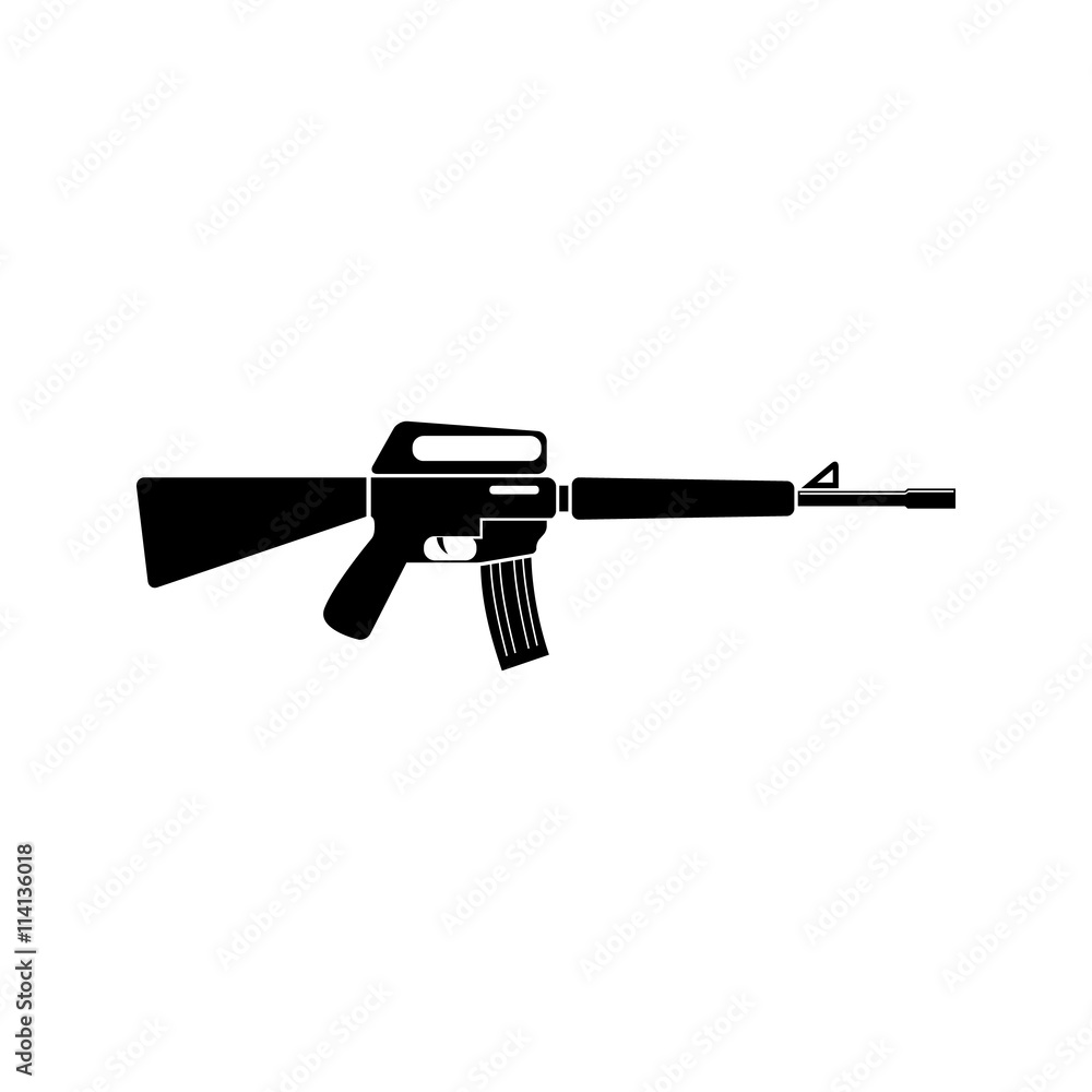 Automatic machine M16 vector black simple icon. Illustration isolated ...
