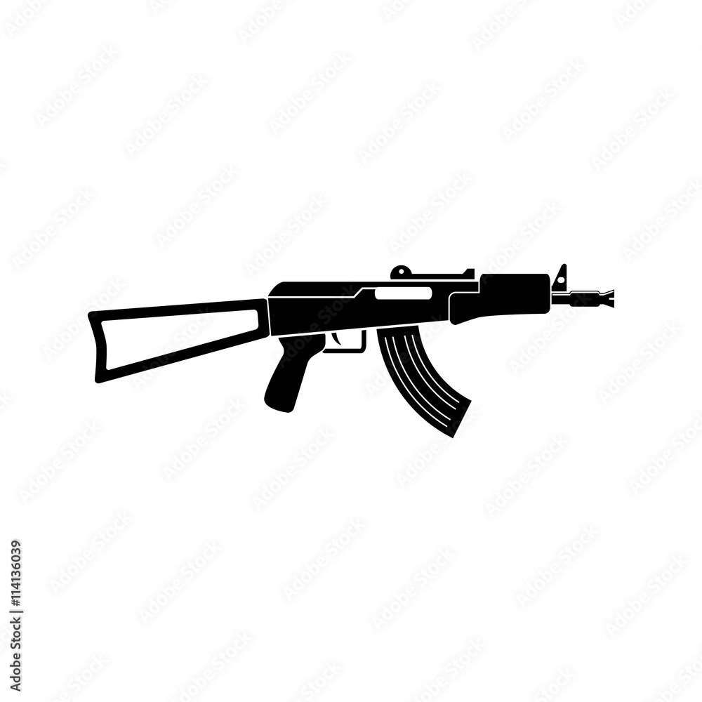 AKS-74U black simple icon. machine gun silhouette. Stock Vector | Adobe ...