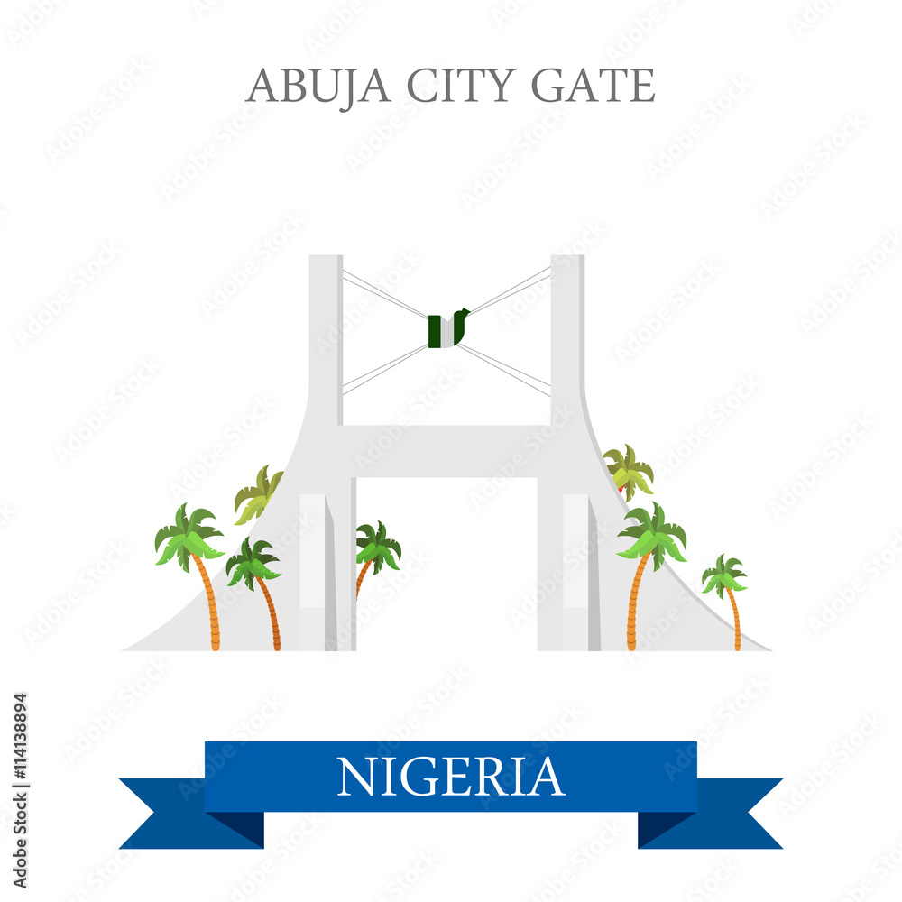 Abuja City Gate Nigeria Flat historic vector illustration Stock Vector ...
