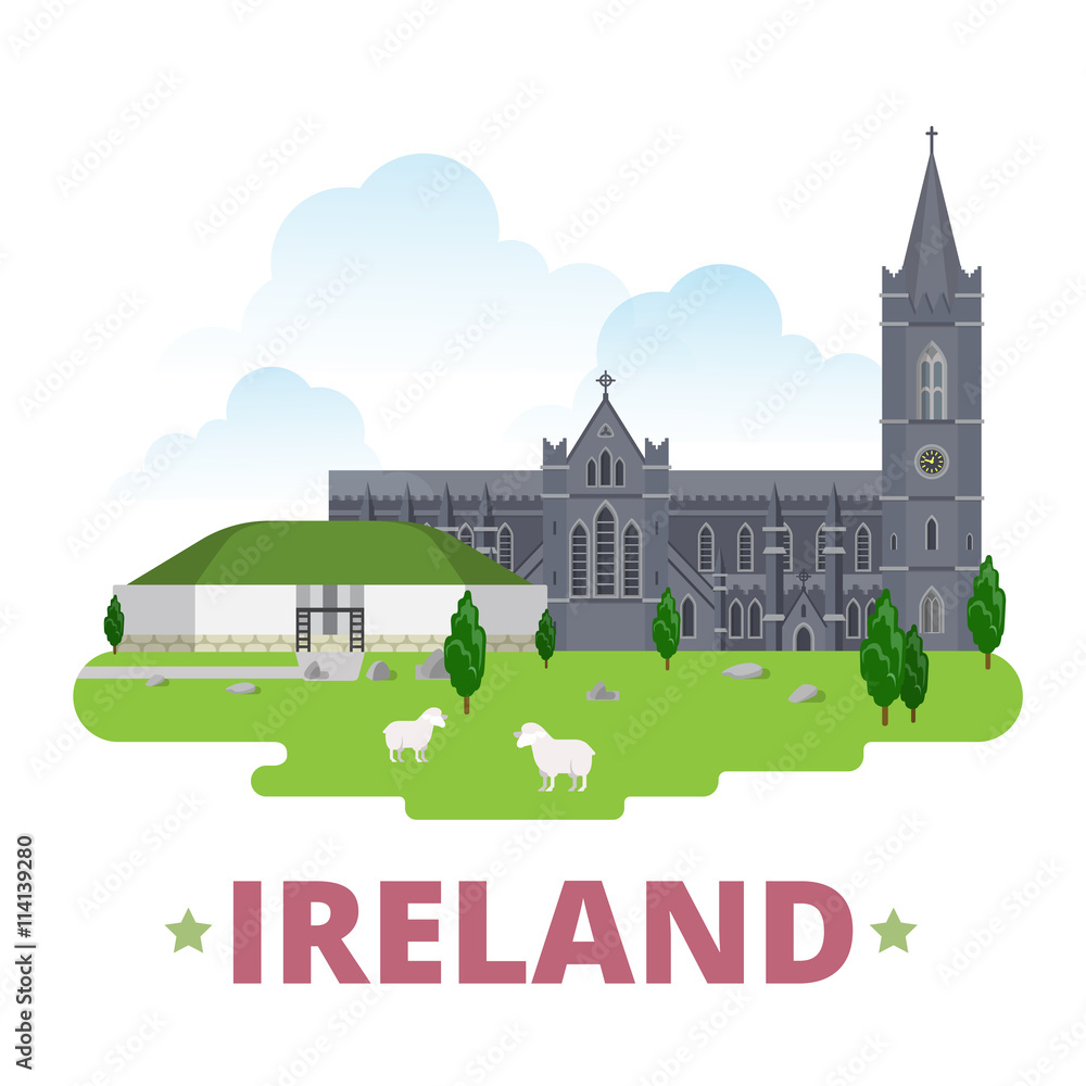 Ireland country design template Flat cartoon style web vector Stock ...