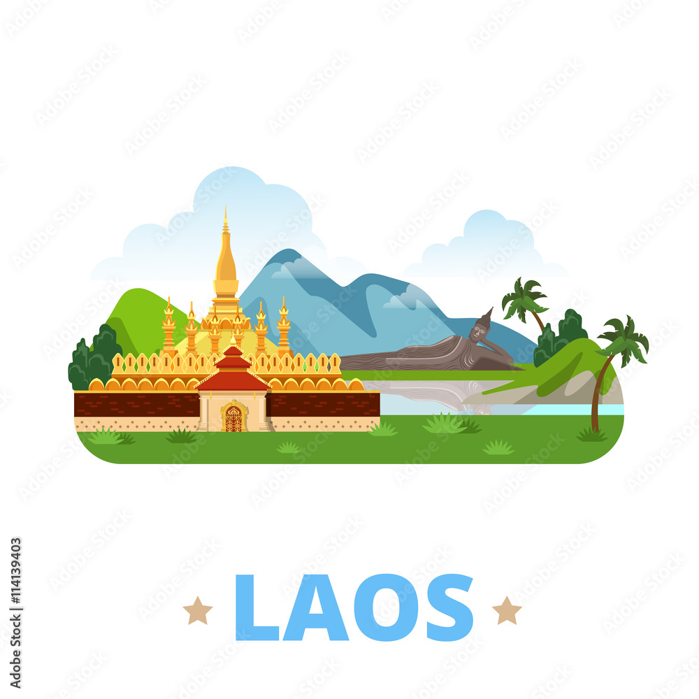 Laos country design template Flat cartoon style web vector Stock Vector ...