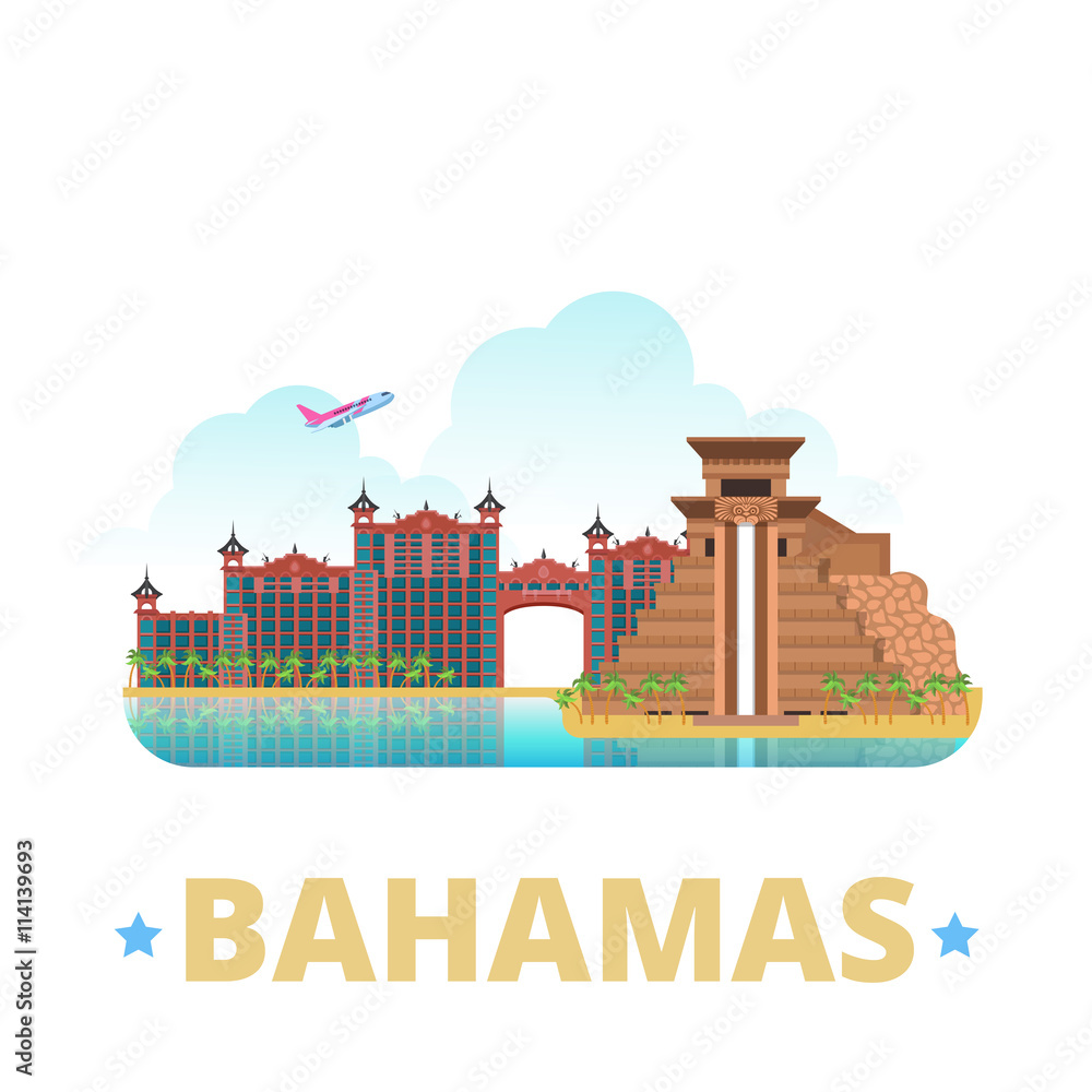 Bahamas country design template Flat cartoon style web vector Stock ...