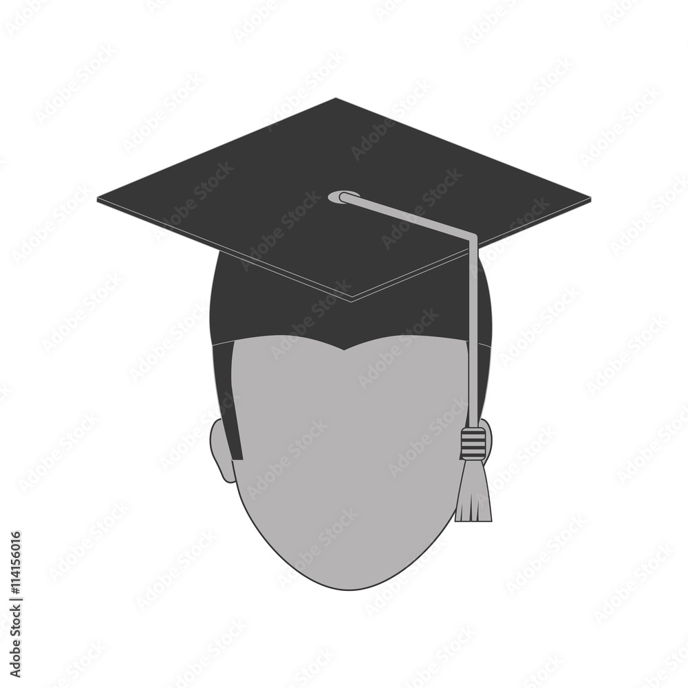 Graduation cap and boy icon. University design. Vector graphic Stock ...